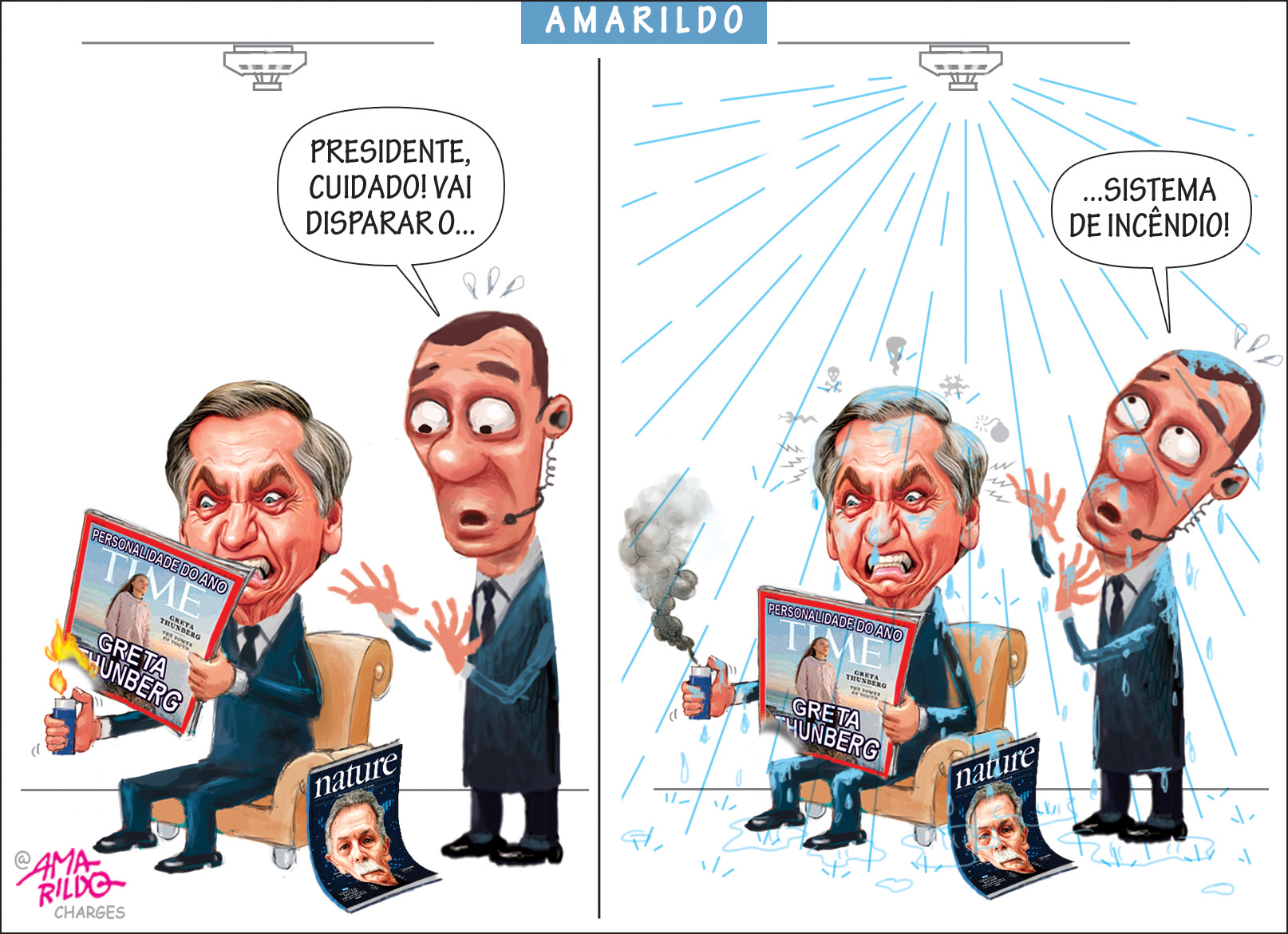 Na charge do Amarildo: Bolsonaro e os incêndios | A Gazeta