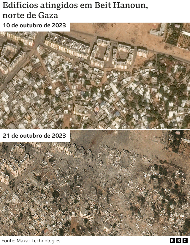 Imagens de satélite mostram efeitos de bombardeios de Israel em Gaza | A Gazeta