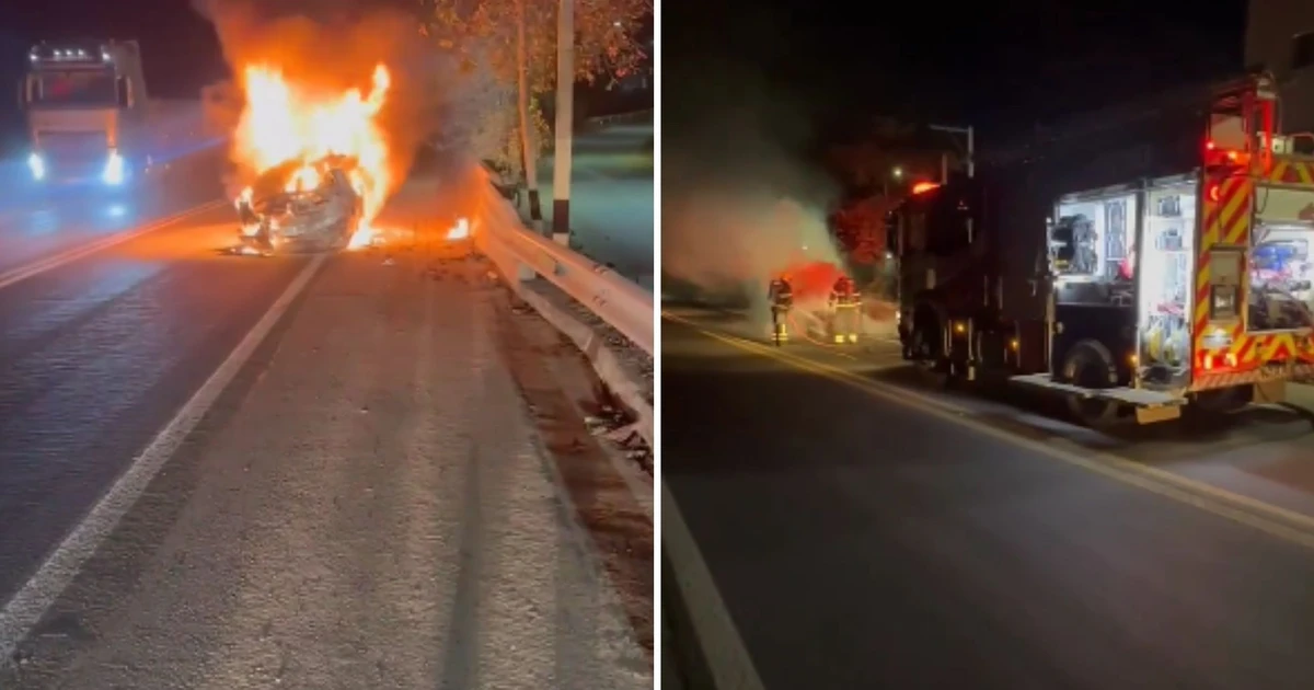 Carro pega fogo após capotar na BR 259 em Colatina | A Gazeta